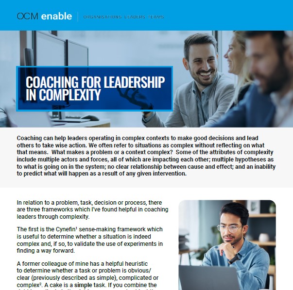 Coaching for Leadership in Complexity | The OCM